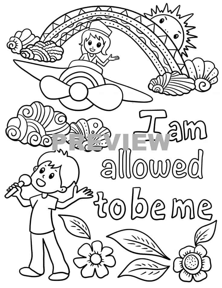 Positive affirmations colouring pages for kids