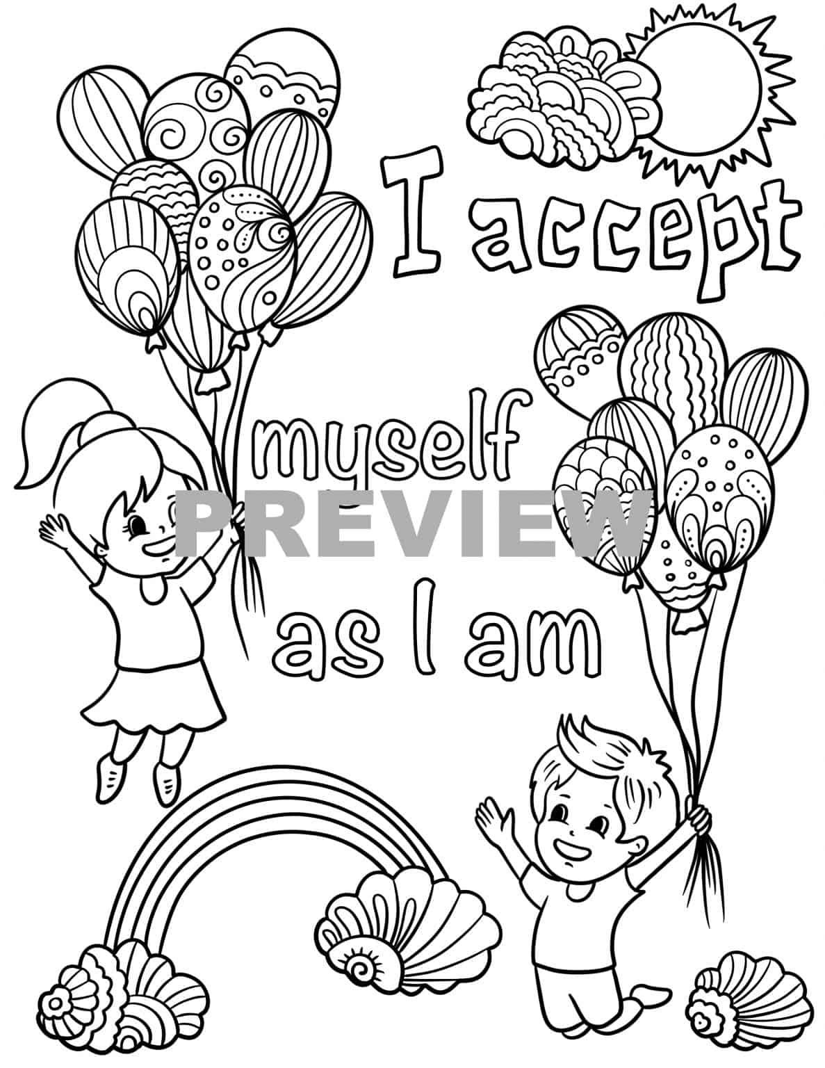 Positive affirmations colouring pages for kids